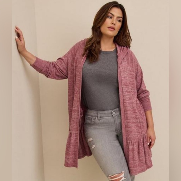 torrid | Sweaters | Nwt Torrid Super Soft Plush Duster Ruffle Hem 3 3x ...
